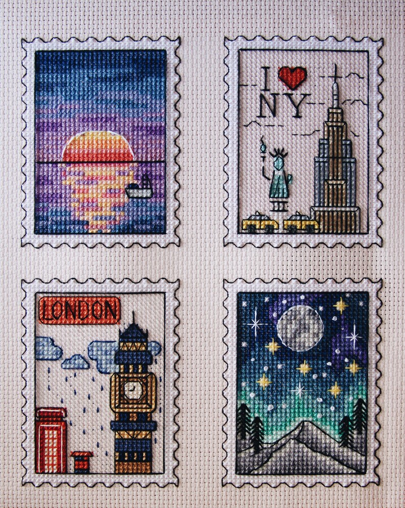 Сross Stitch Pattern: All Stamps PDF Small Funny Modern - Etsy