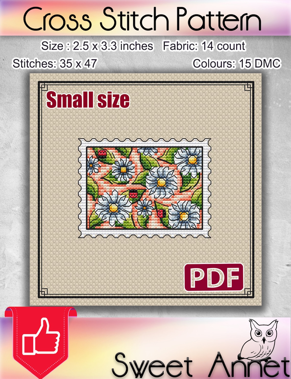Small Cross Stitch Pattern: Flowers Summer Spring Daisies - Etsy