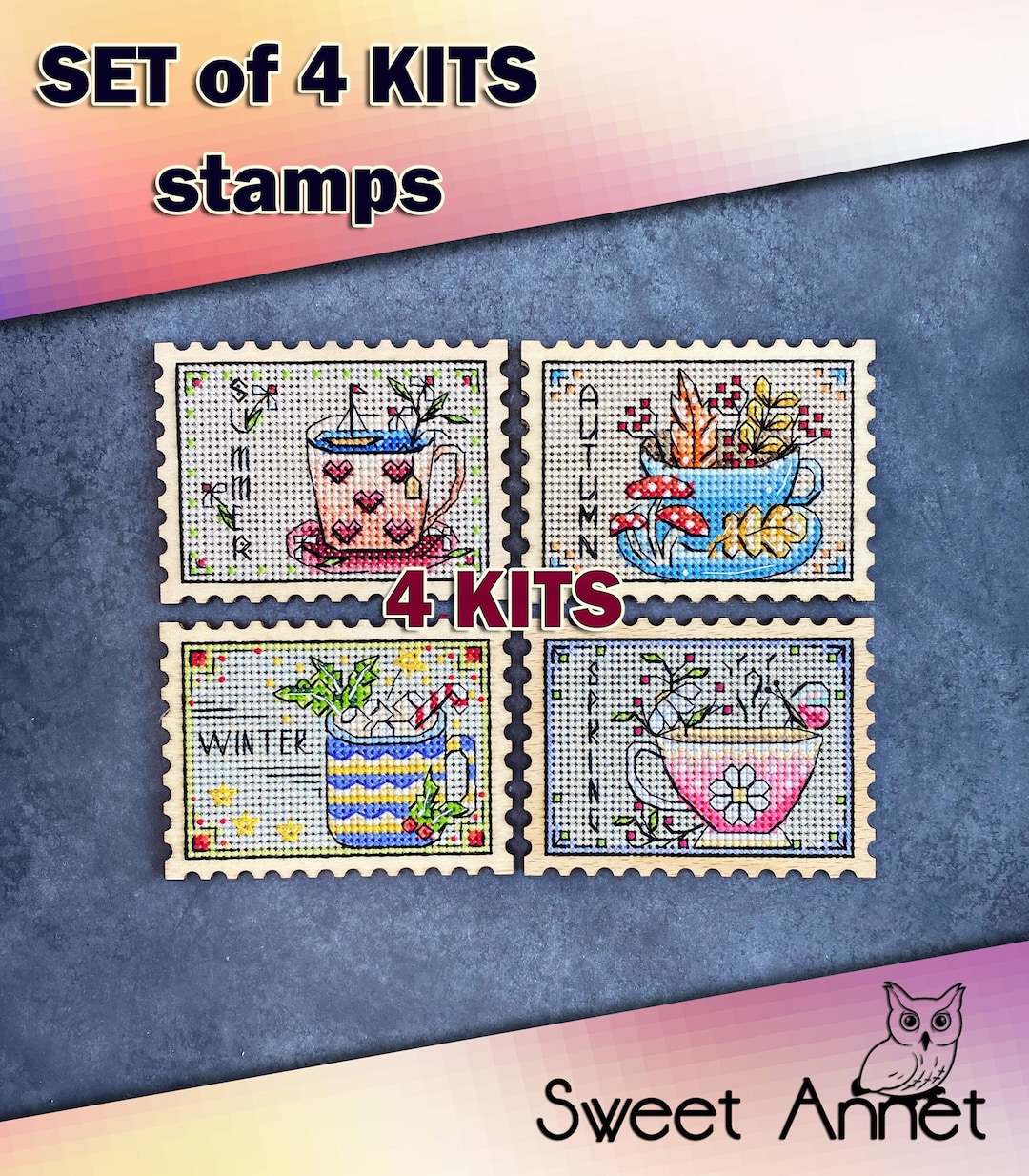 Cross Stitch KIT: Small, Mini, Counted, Stamp, Summer, Cards, Blank ...
