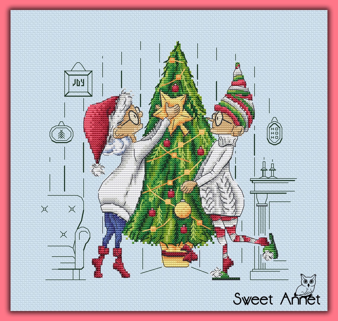 Cross Stitch Pattern: Christmas Tree, Christmas Stocking, Funny ...