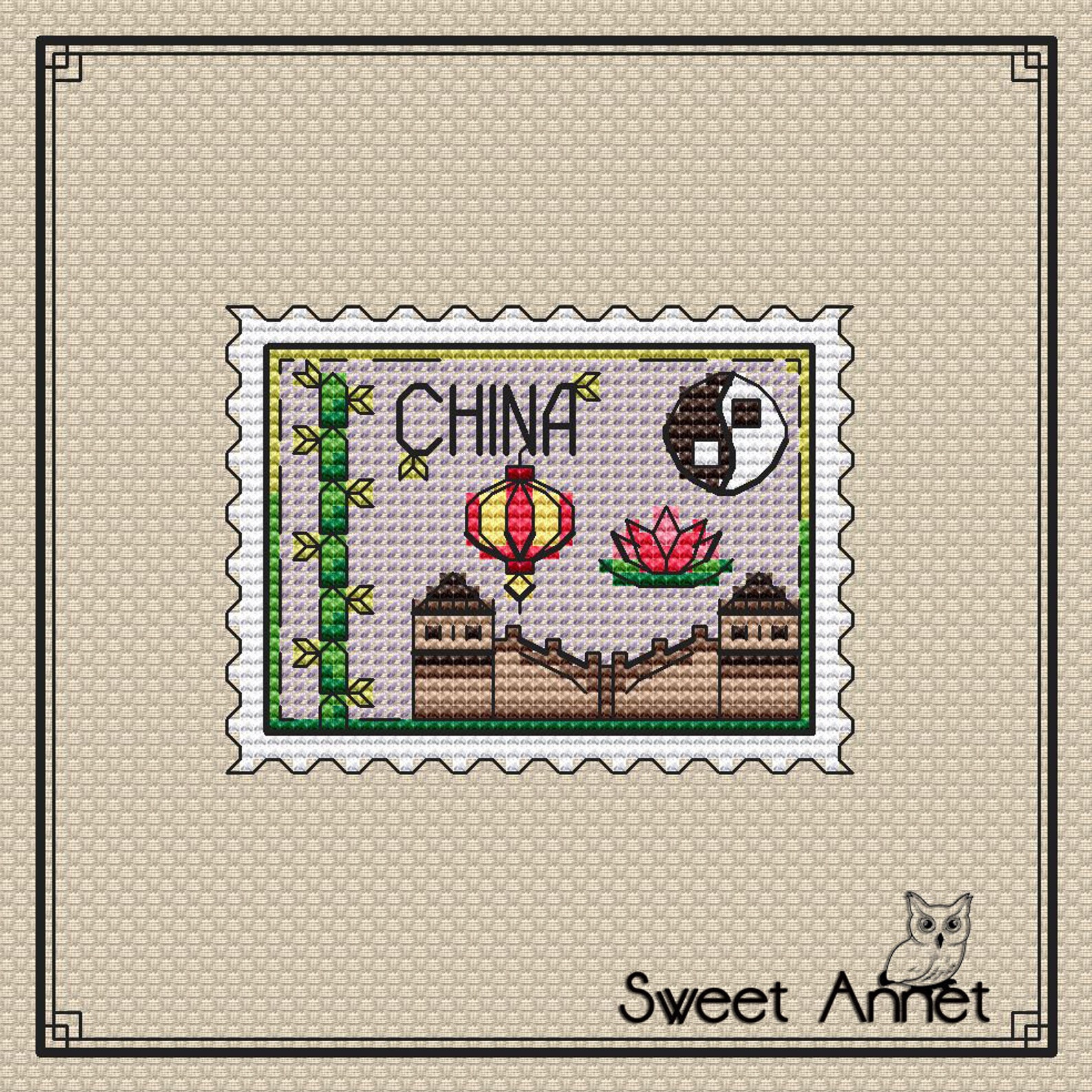 China Cross Stitch Pattern Travel Cross Stitch Pattern Yin | Etsy