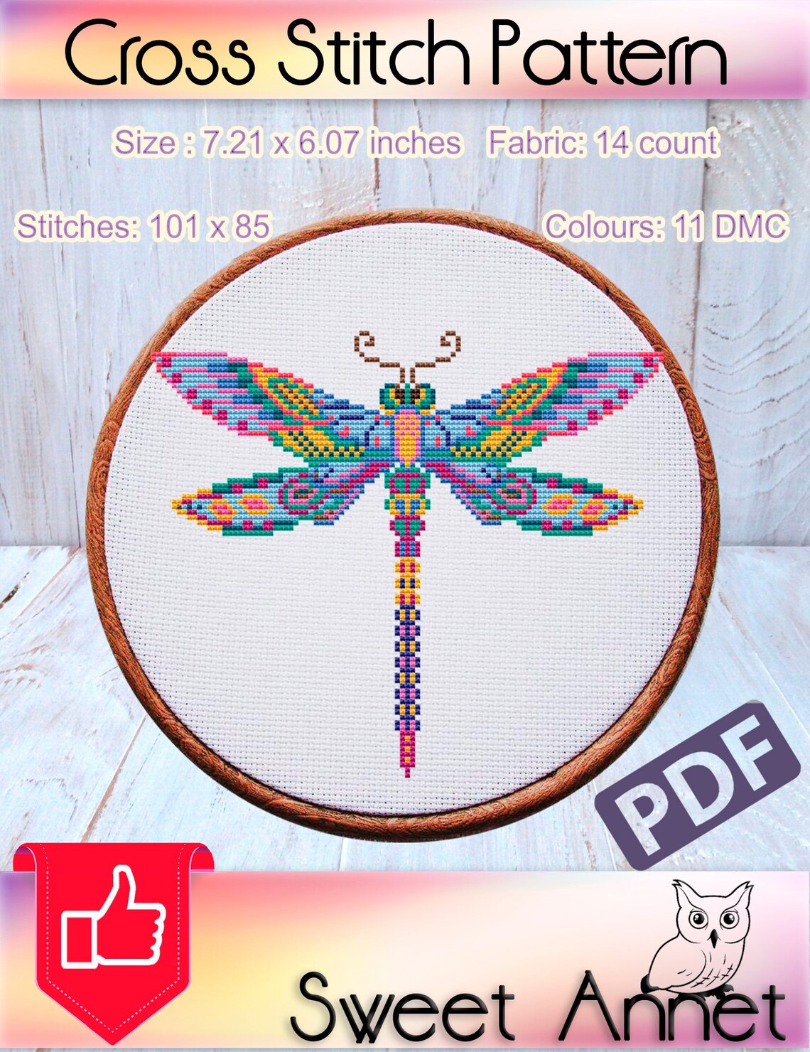Dragonfly Cross Stitch Cross Stitch Pattern Animals Cross | Etsy