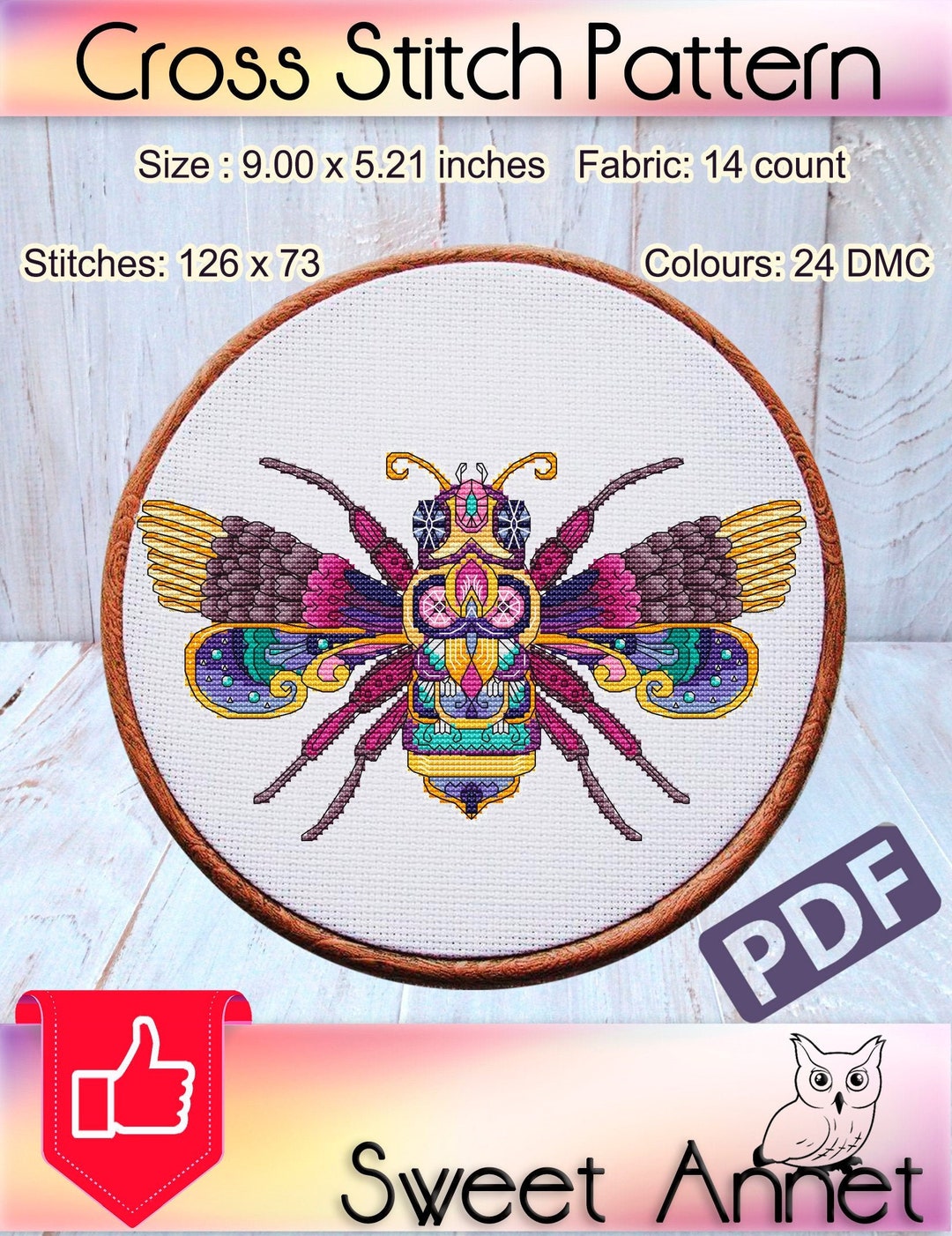 Cross Stitch Pattern, Animals Cross Stitch Pattern, Bee Cross Stitch ...