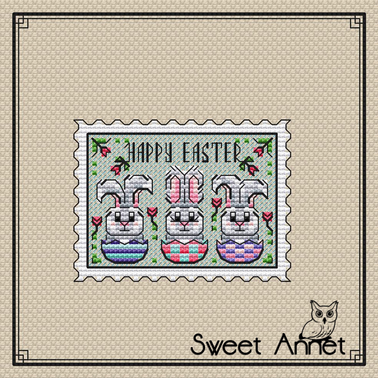 Small Cross Stitch Pattern: Easter Rabbit Eggs Spring PDF - Etsy