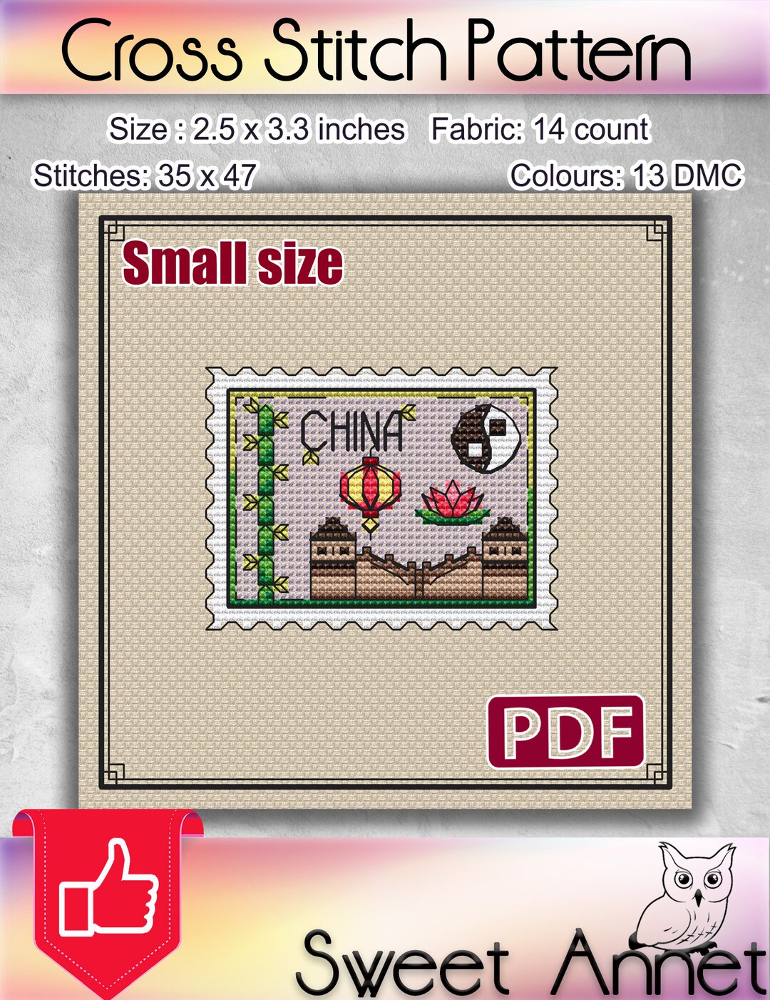 China Cross Stitch Pattern, Travel Cross Stitch Pattern, Yin and Yang ...
