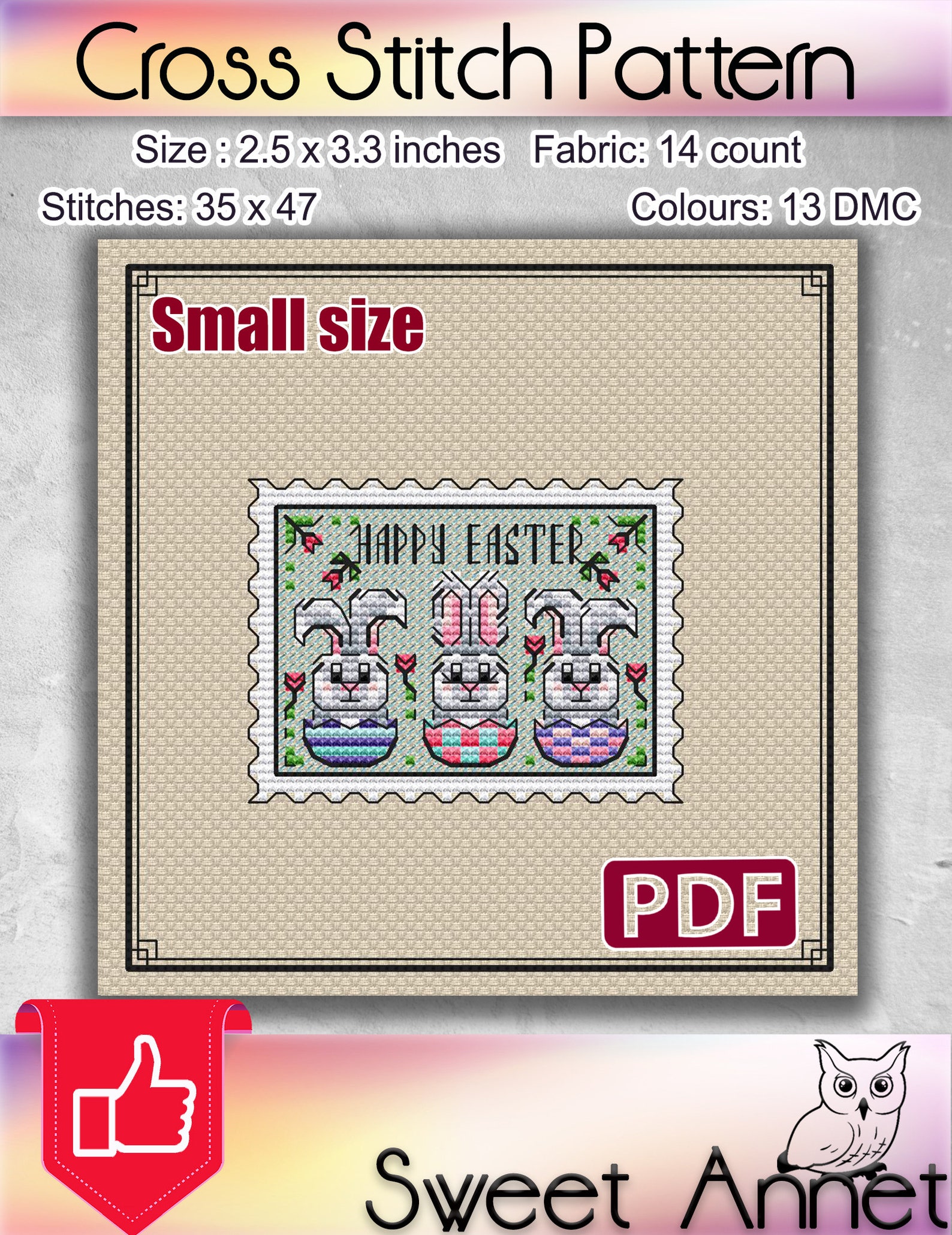 Small Cross Stitch Pattern: Easter Rabbit Eggs Spring PDF - Etsy