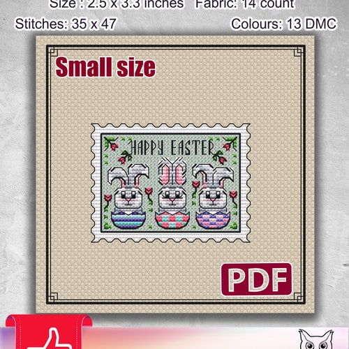 Small Cross Stitch Pattern: Easter Eggs Spring PDF Modern - Etsy