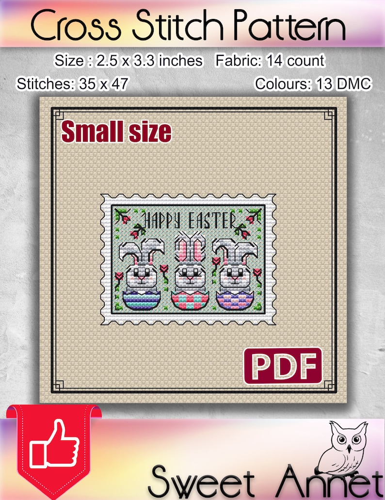 Small Cross Stitch Pattern: Easter Rabbit Eggs Spring PDF - Etsy