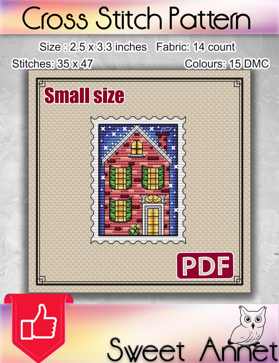 Christmas House Cross Stitch Pattern, Cross Stitch Pattern Christmas ...