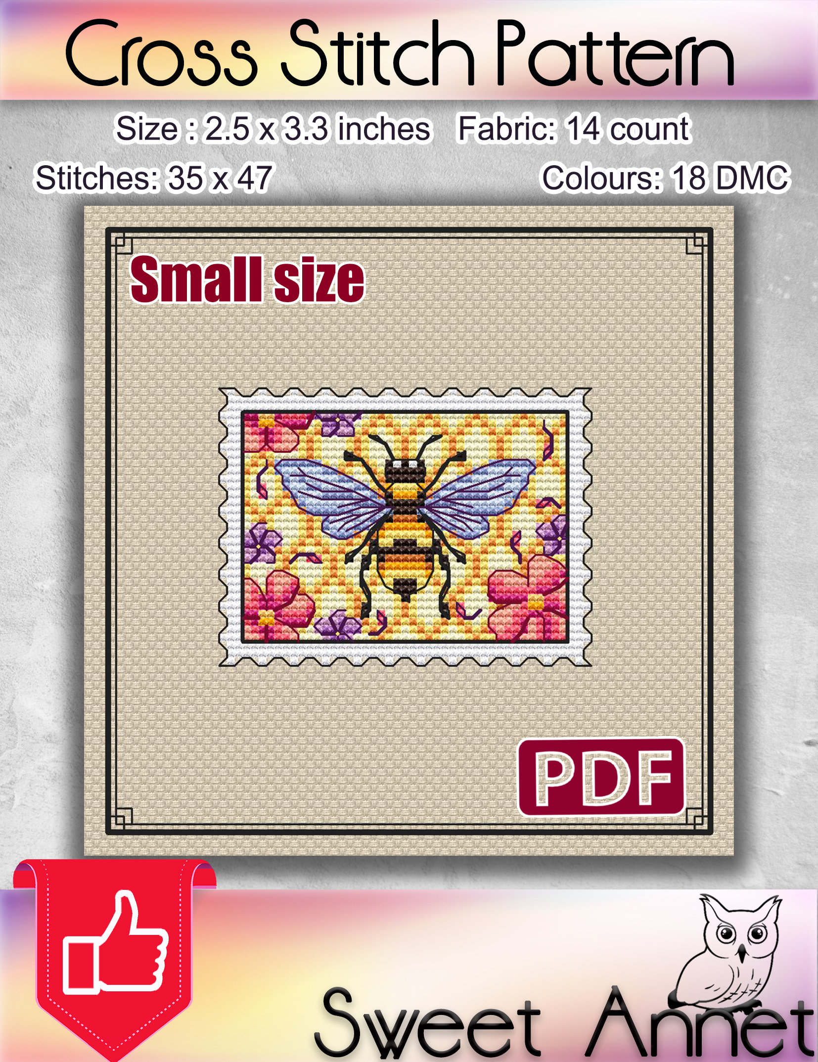 Small Cross Stitch Pattern: Bee, Flowers, Summer, Stamp, Plant, Spring ...
