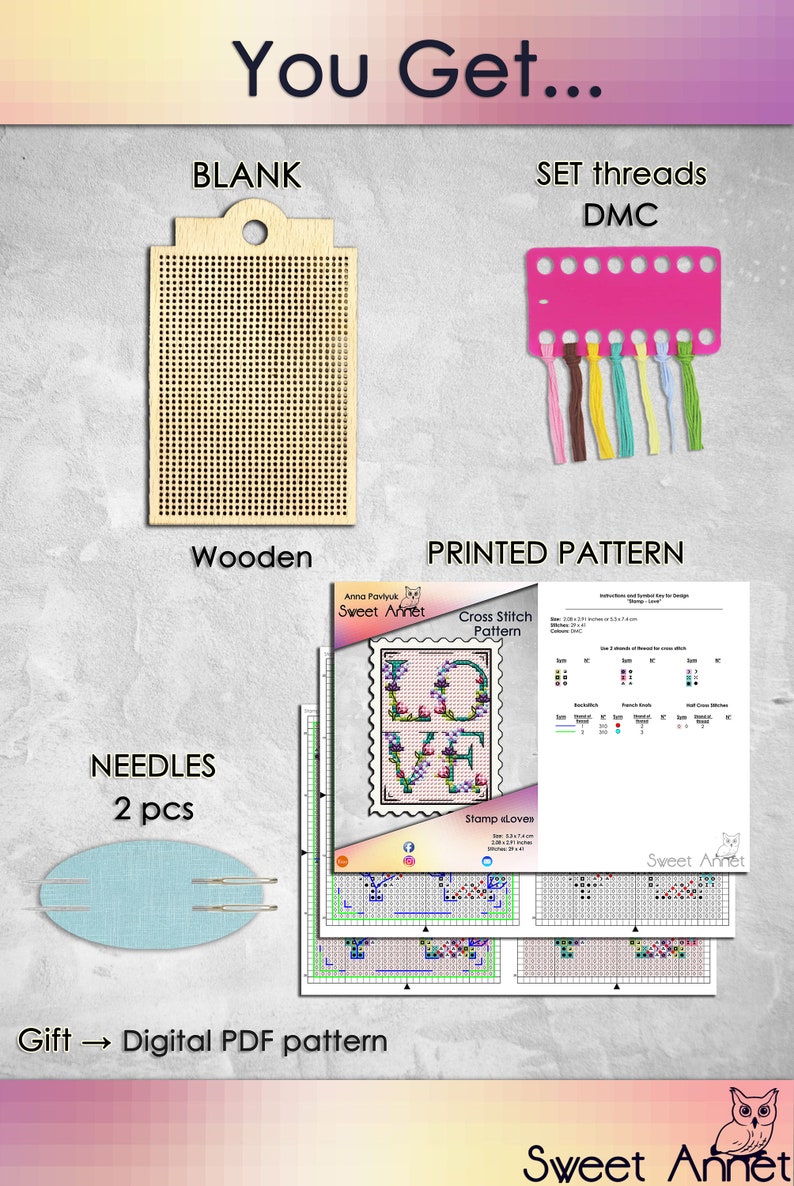 Cross Stitch KIT: Cat, Winter, Christmas, New Year, Snow, Small, Stamp ...