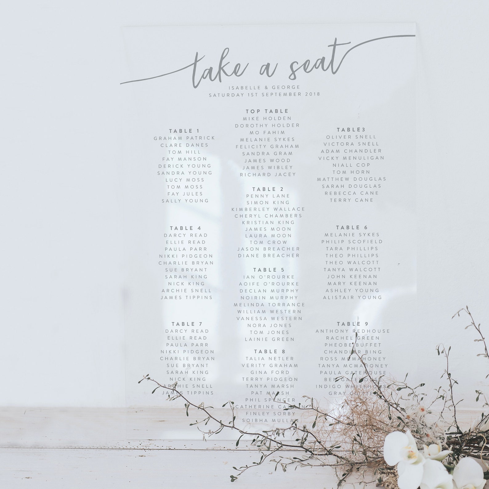 Fun Table Plan Seating Chart Featuring Simple and Modern Font | Etsy UK