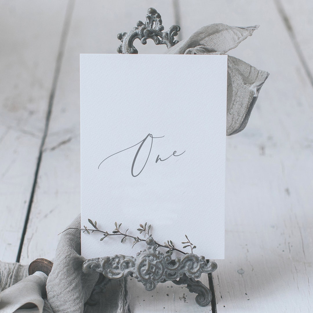Table Number Cards With Free-flowing Font - Table Name Cards ...