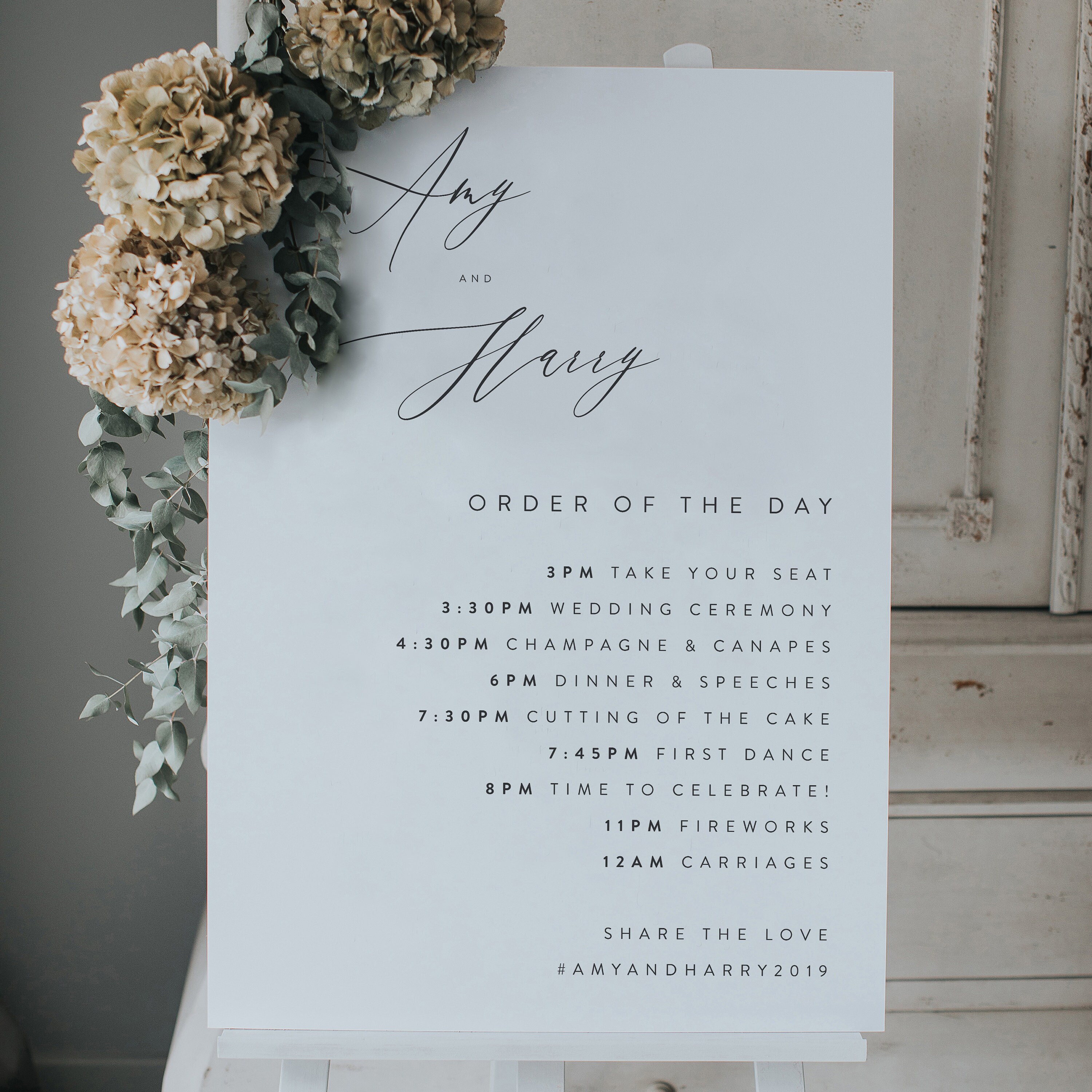 Stylish Order of the Day Sign - Wedding Sign - Order of Events Sign ...