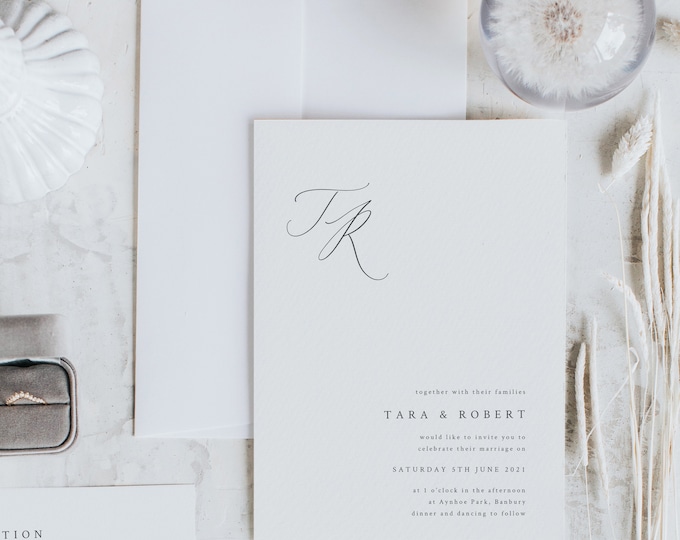 Wedding Invitations Stylish Script and Classic Fonts Includes Envelopes ...