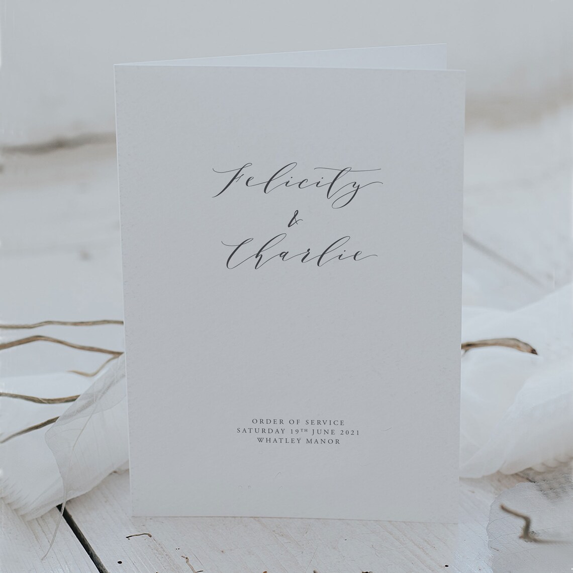 Printed Order of Service with Beautiful calligraphy script and | Etsy