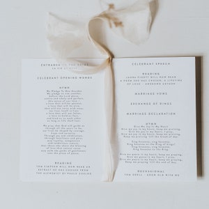 Romantic Calligraphy Style Order of Service Booklet - Printed Order of ...