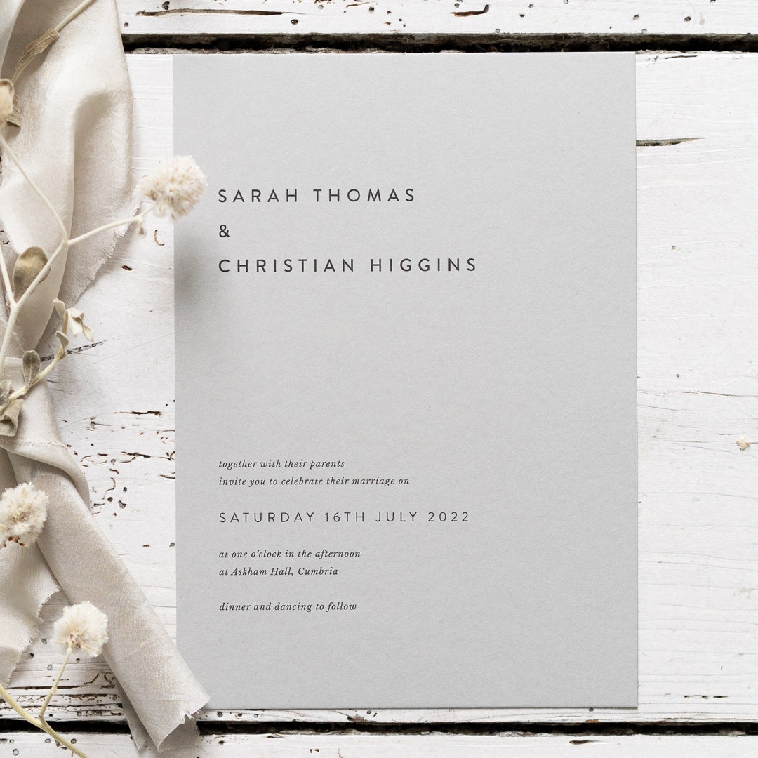 Grey Wedding Invites - Modern Wedding Stationary - Etsy