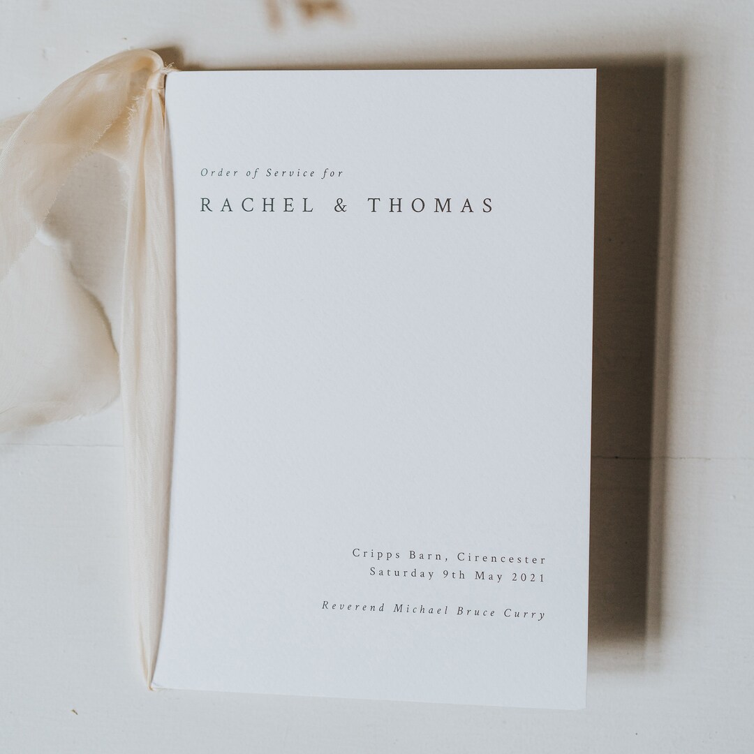 Order of Service Template - Printed Order of Service - Church Wedding ...