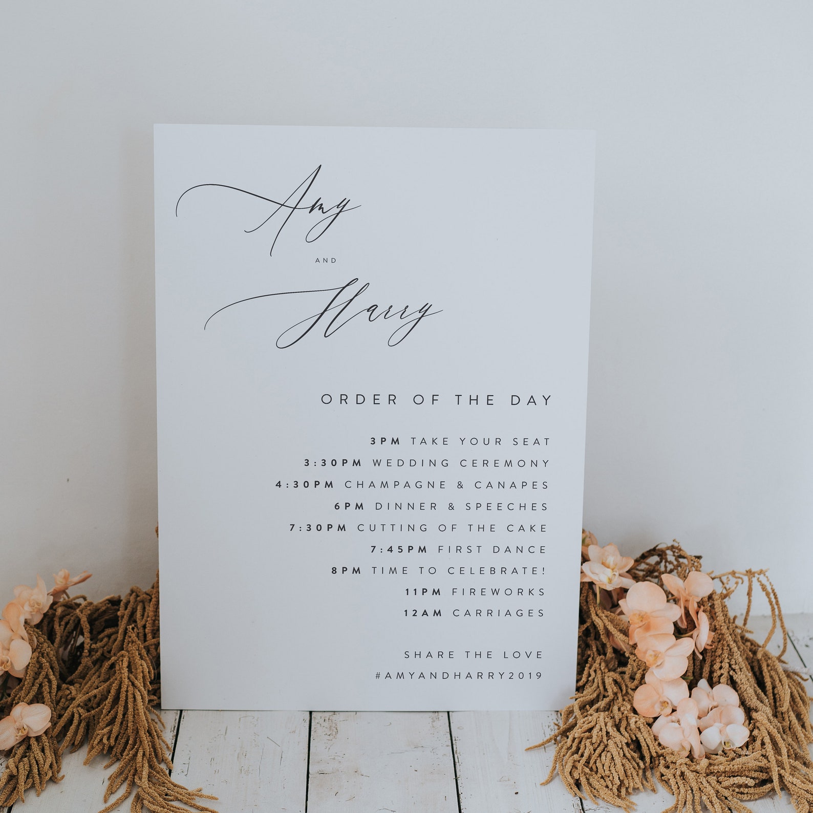 Stylish Order of the Day Sign - Wedding Sign - Order of Events Sign ...