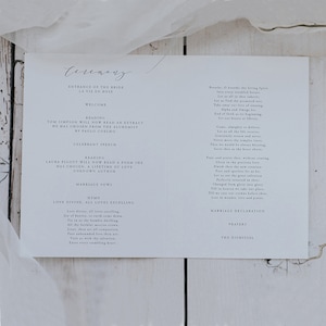 Printed Order of Service With Beautiful Calligraphy Script and Classic ...