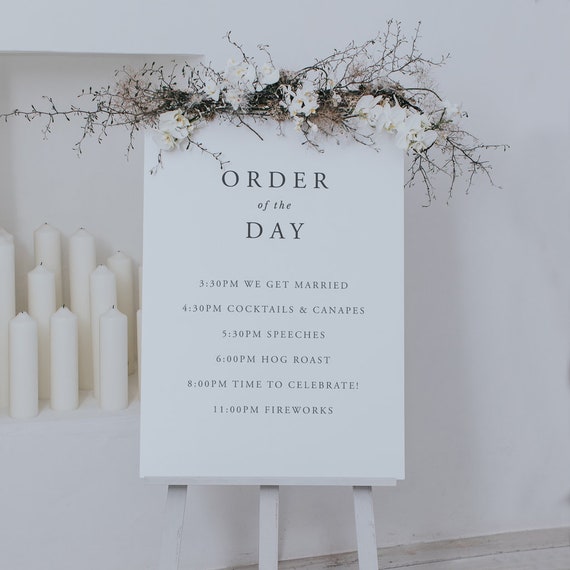 Elegant Order of the Day Sign Wedding Sign Order of Events | Etsy
