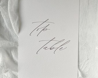 Table Numbers Printed on Handmade Paper With or Without Gold, Silver or ...