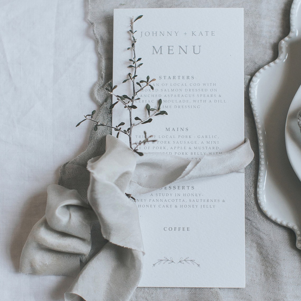 Spring Romance Style Wedding Menu Card. Personalised Dinner - Etsy