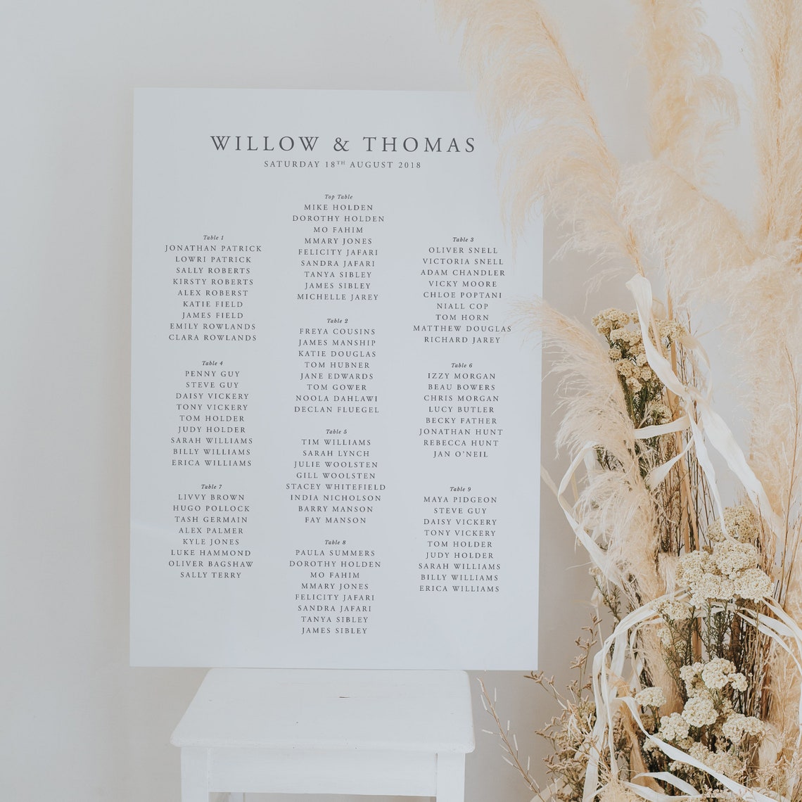 Elegantly Classic Wedding Table Plan Seating Chart Table - Etsy Australia