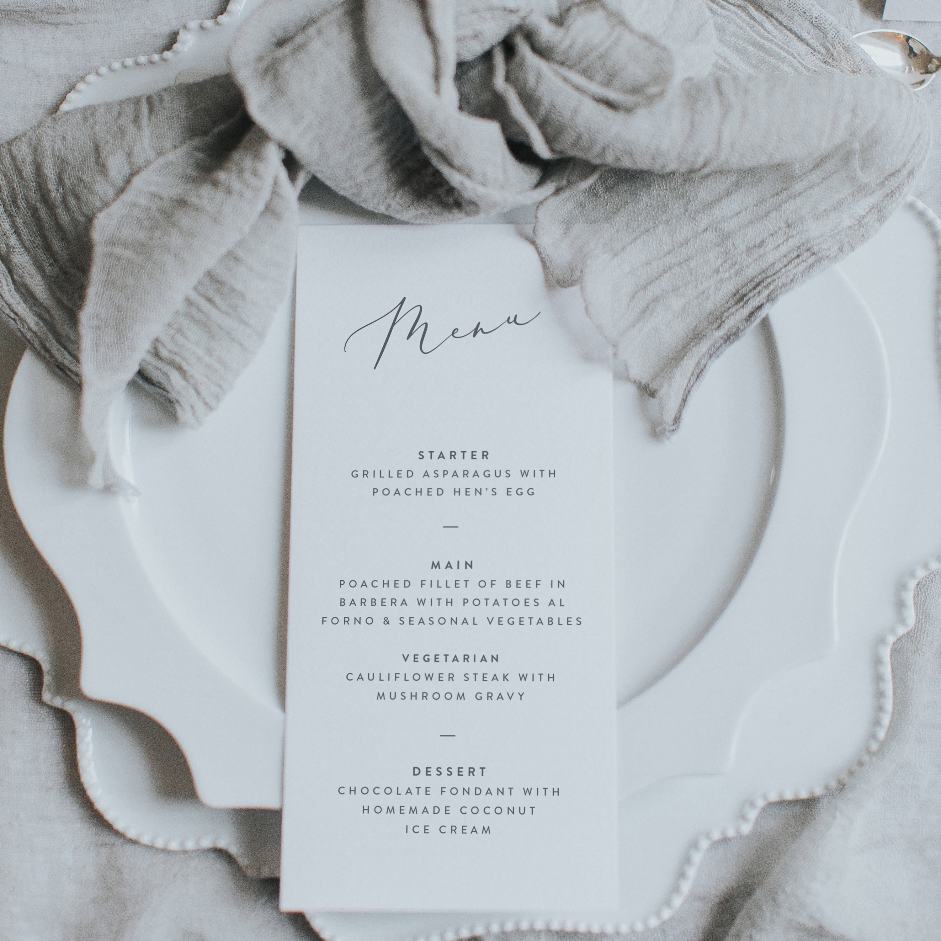 Wedding Menu Cards With Calligraphy Style Font Wedding Place - Etsy UK