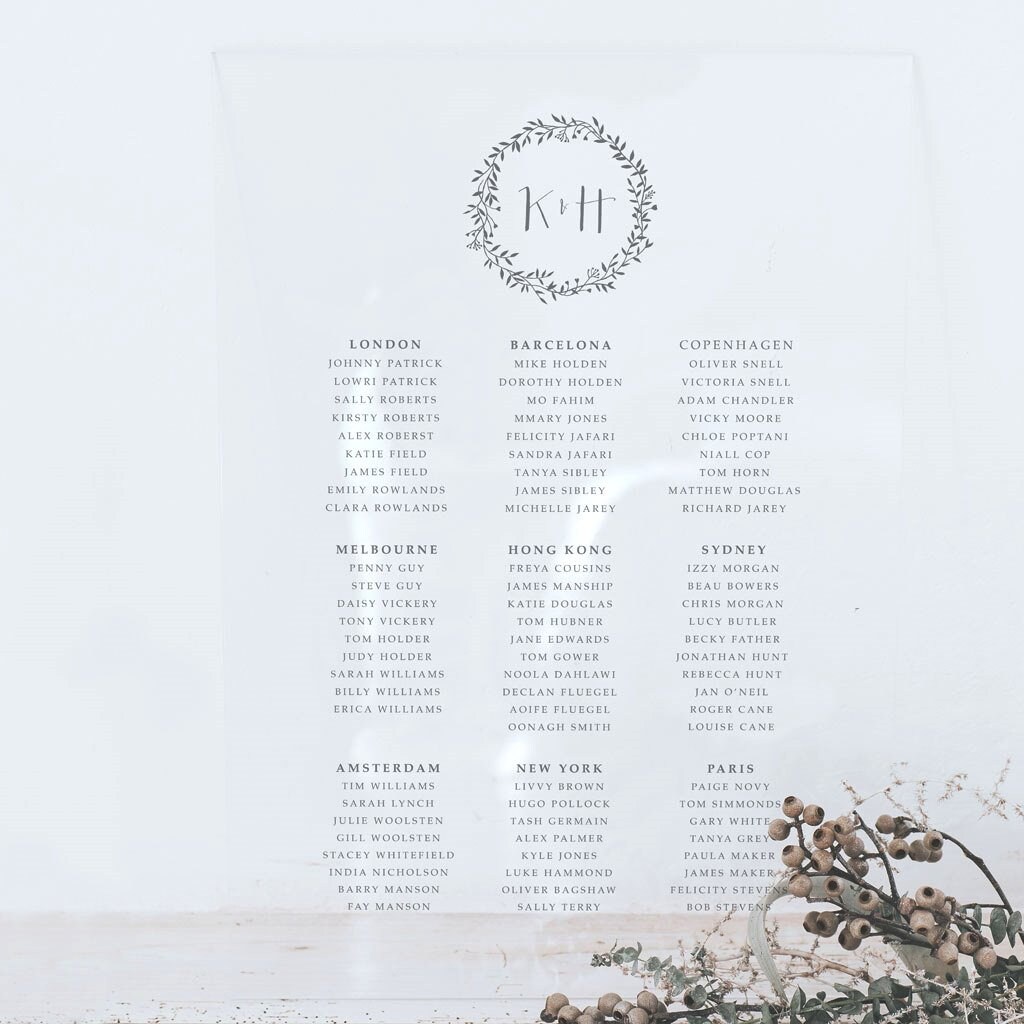 Beautiful Table Plan Seating Chart Featuring Calligraphy Fonts | Etsy
