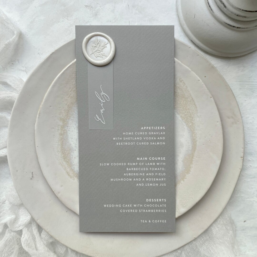 Grey Wedding Menu Cards for Reception Wedding Menus Ideas for Event - Etsy