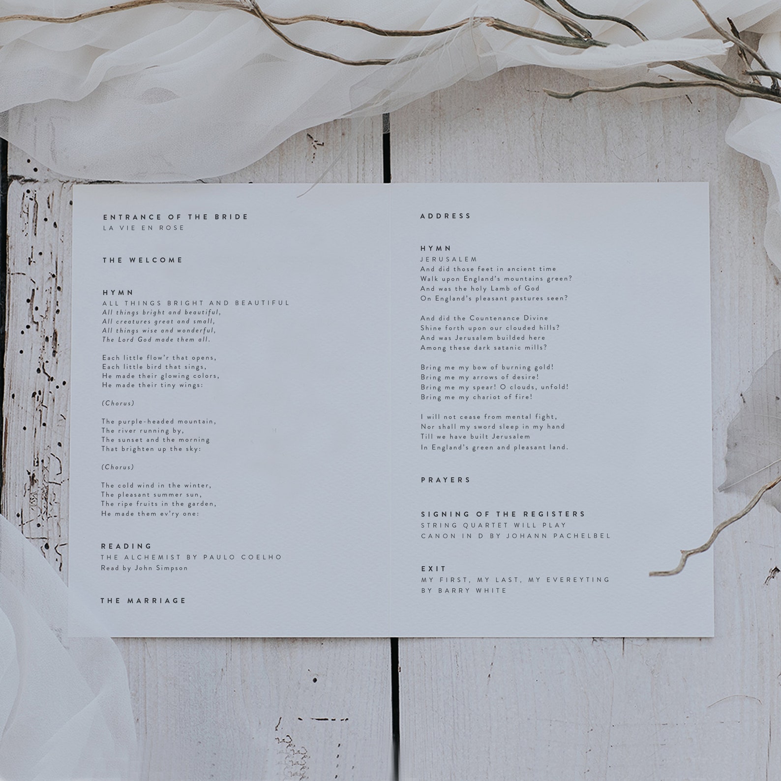 Stylish Order of Service Booklet Printed Order of Service - Etsy