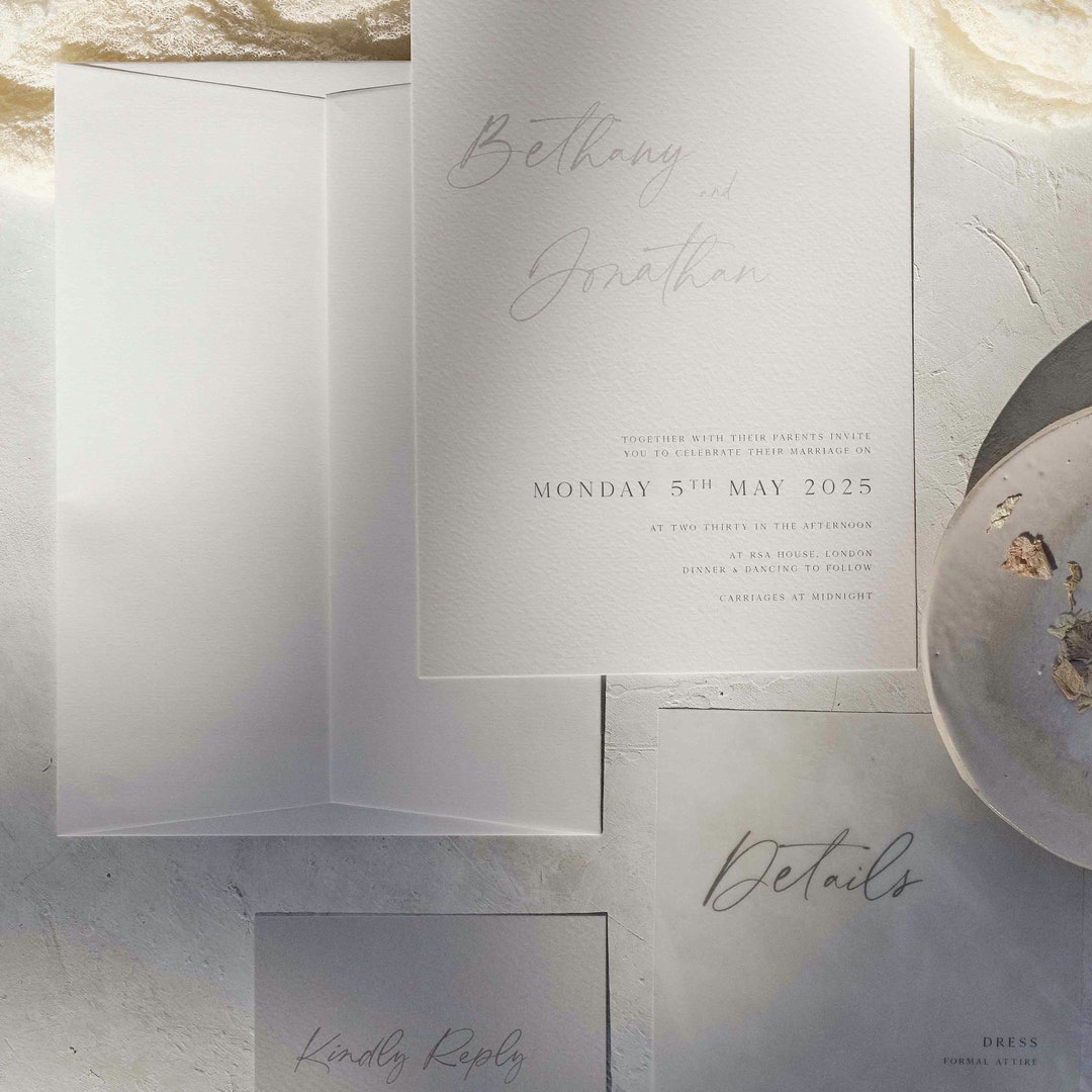 Simple Modern Wedding Invitations With Luxury Card and Vellum - Etsy
