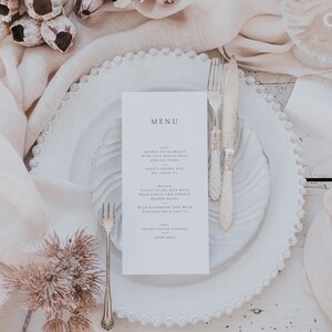 Printed Elegant Menu Card for Decorating Your Wedding Dining Table ...