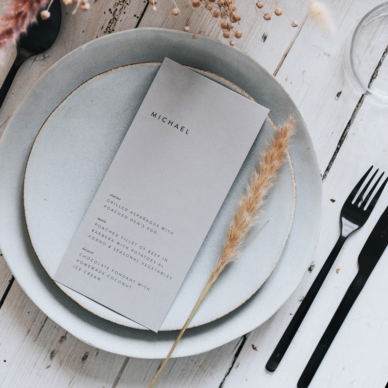 Personalised Wedding Menu With Guest Name Grey Menu Cards - Etsy