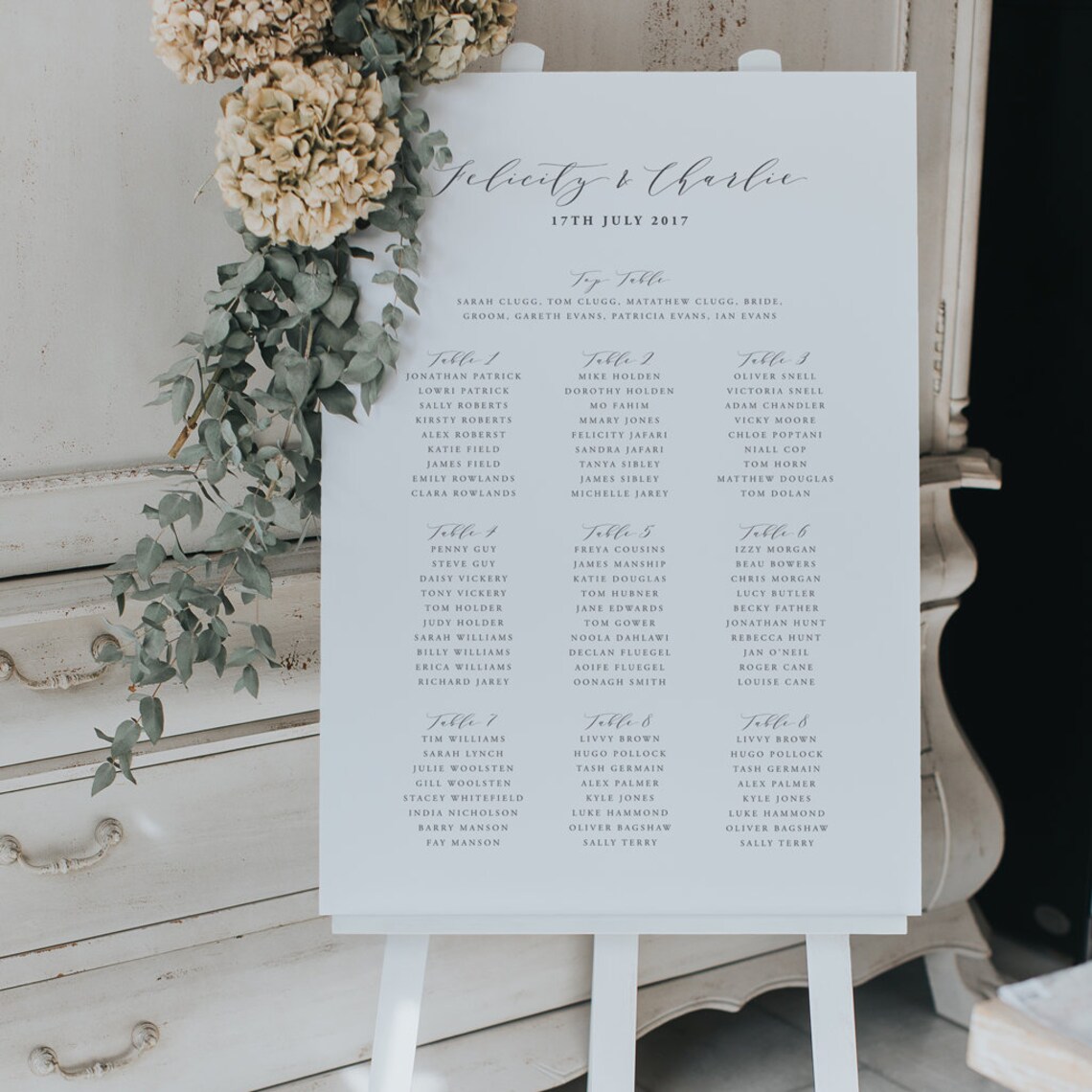 Beautifully Elegant Table Plan Seating Chart Featuring Script - Etsy UK
