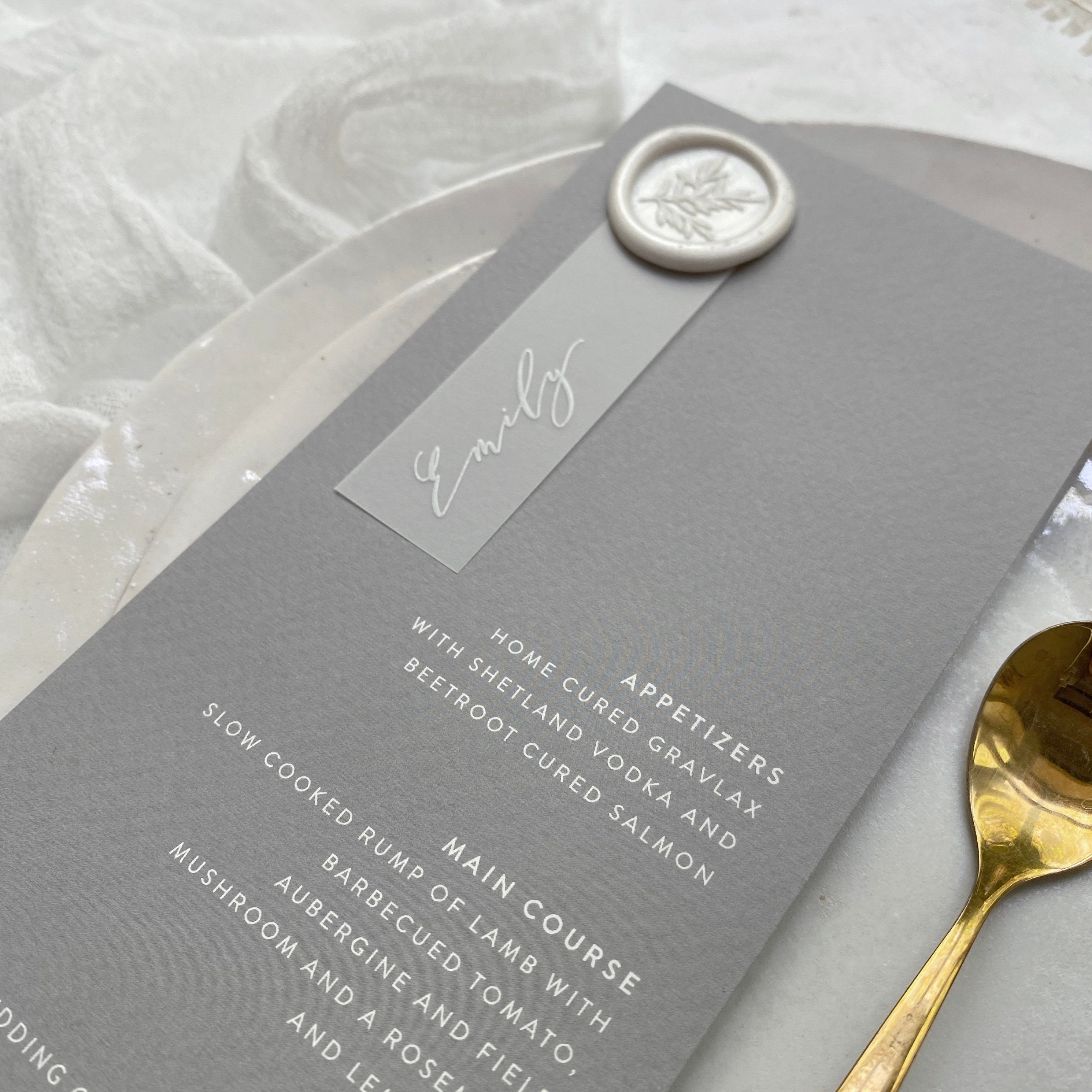 Grey Wedding Menu Cards for Reception Wedding Menus Ideas for Event - Etsy
