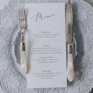 Wedding Menu Cards With Calligraphy Style Font - Wedding Place Setting ...