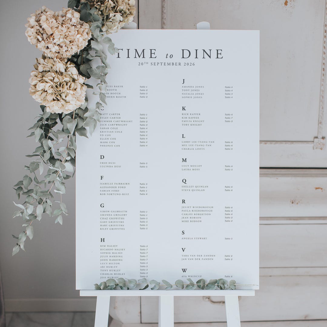 Seating Chart Wedding Alphabetical | Custom Seating Chart Sign ...