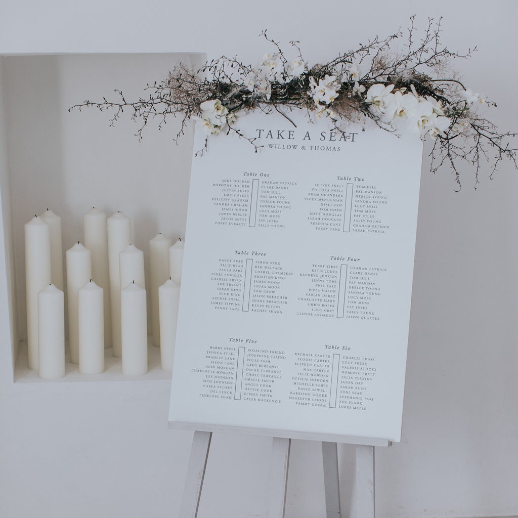Elegantly Classic Wedding Table Plan - Seating Chart - Table Plan ...