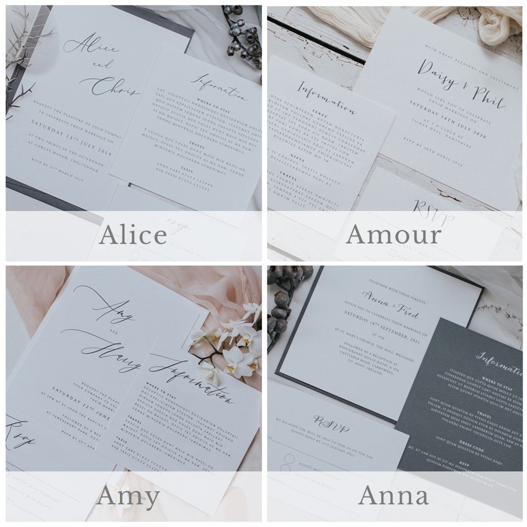 Sample Invitation, RSVP & Information Cards With Envelopes Printed ...