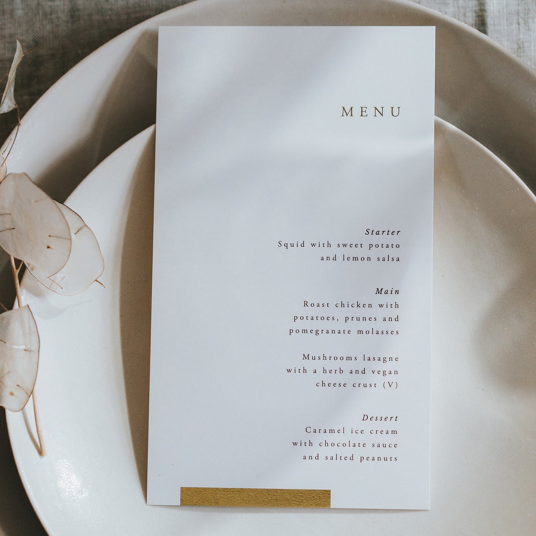 Gold Wedding Menus for Wedding - Etsy