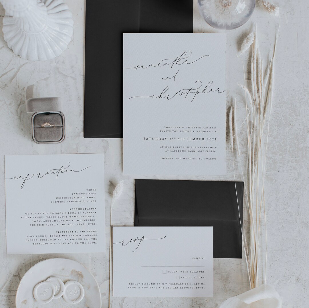 Simple Wedding Invitation Set. Classic and Simple Wedding Invites ...