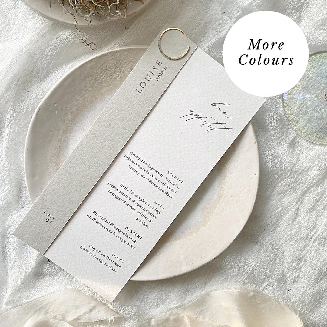 Personalised Menu With Name Card - Wedding Menu Cards - Etsy