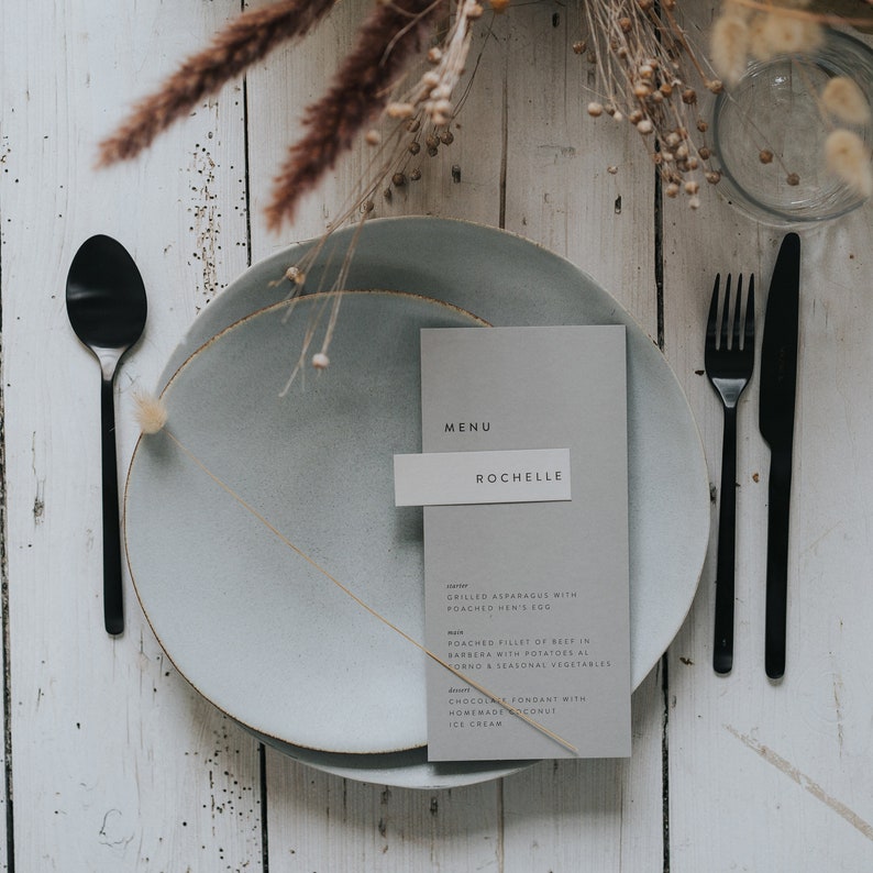 Wedding Menu Cards With Name Tag Wedding Day Menus Wedding - Etsy