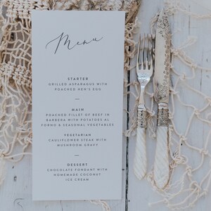 Wedding Menu Cards With Calligraphy Style Font - Wedding Place Setting ...