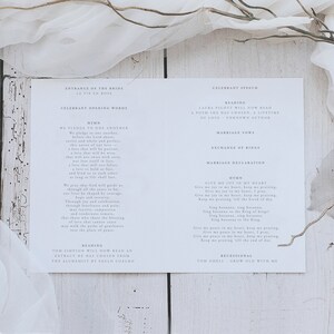 Simple Order of Service With Free Flowing Script Wedding Booklet ...