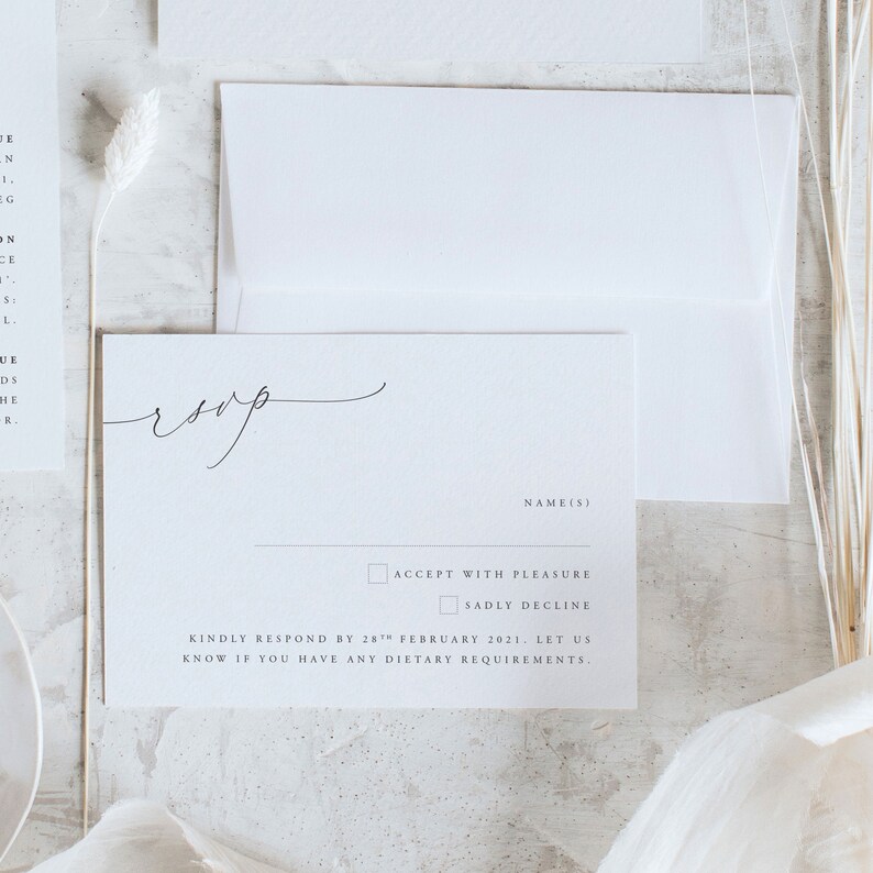 Simple Wedding Invitation Set. Classic and Simple Wedding - Etsy UK