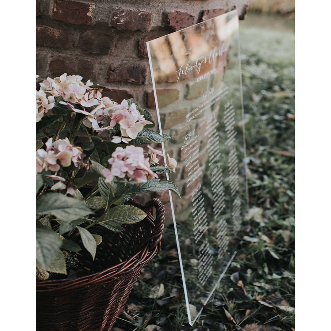 Beautiful Transparent Acrylic Table Plan - Wedding Table Plan Board ...